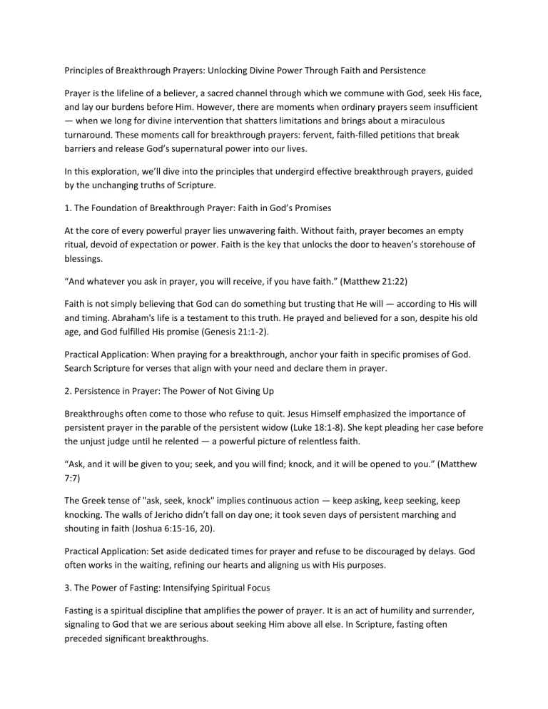 Breakthrough Prayers: Faith & Divine Power Principles