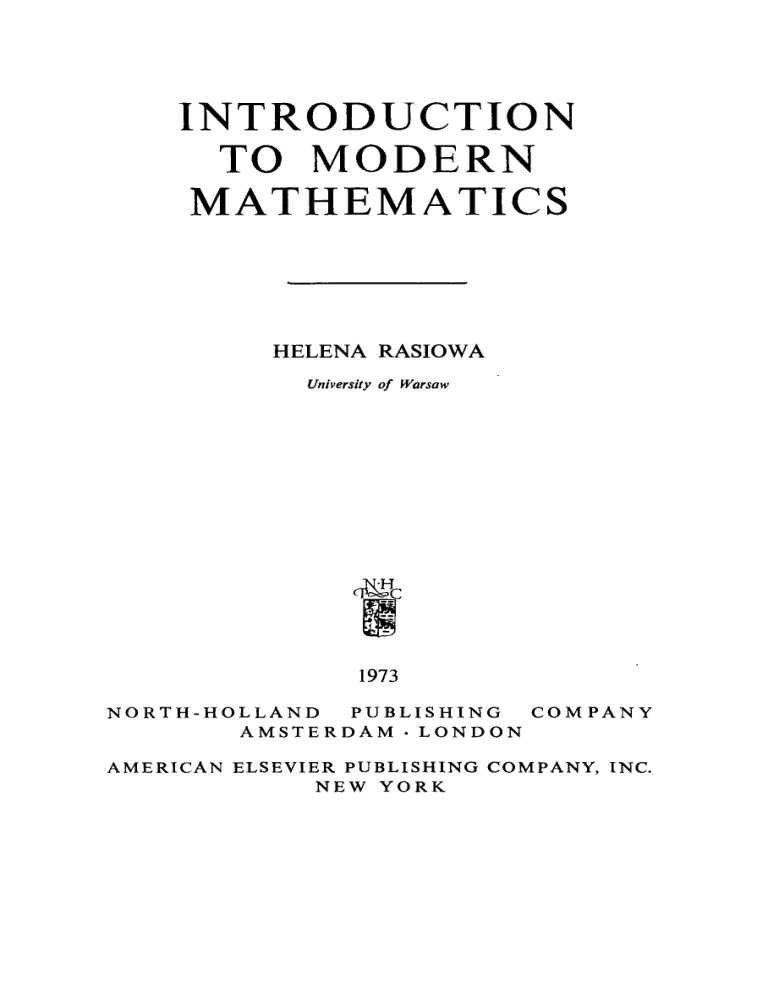 Introduction to Modern Mathematics Textbook