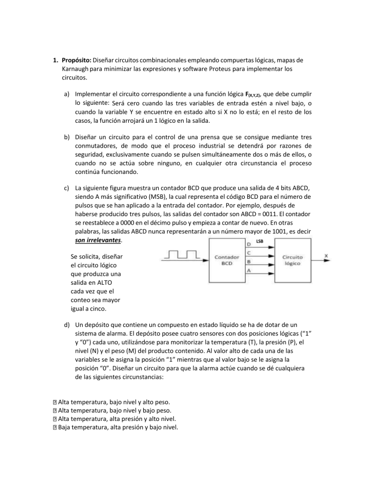 Ejercicios de Diseño de Circuitos Combinacionales