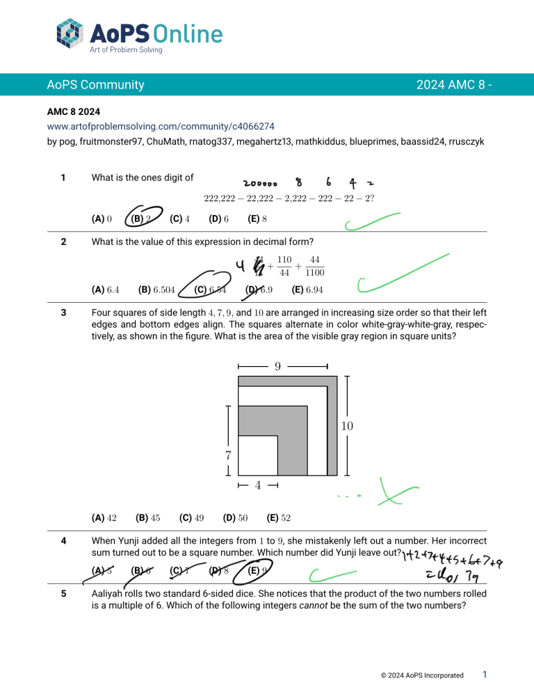 2024 AMC 8 Exam Paper