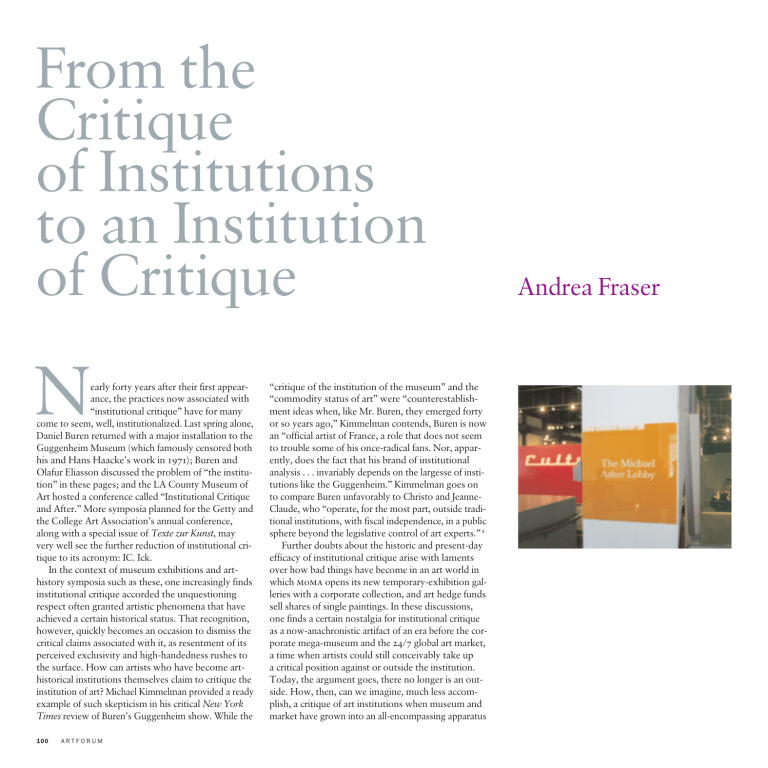 Institutional Critique: From Critique to Institution