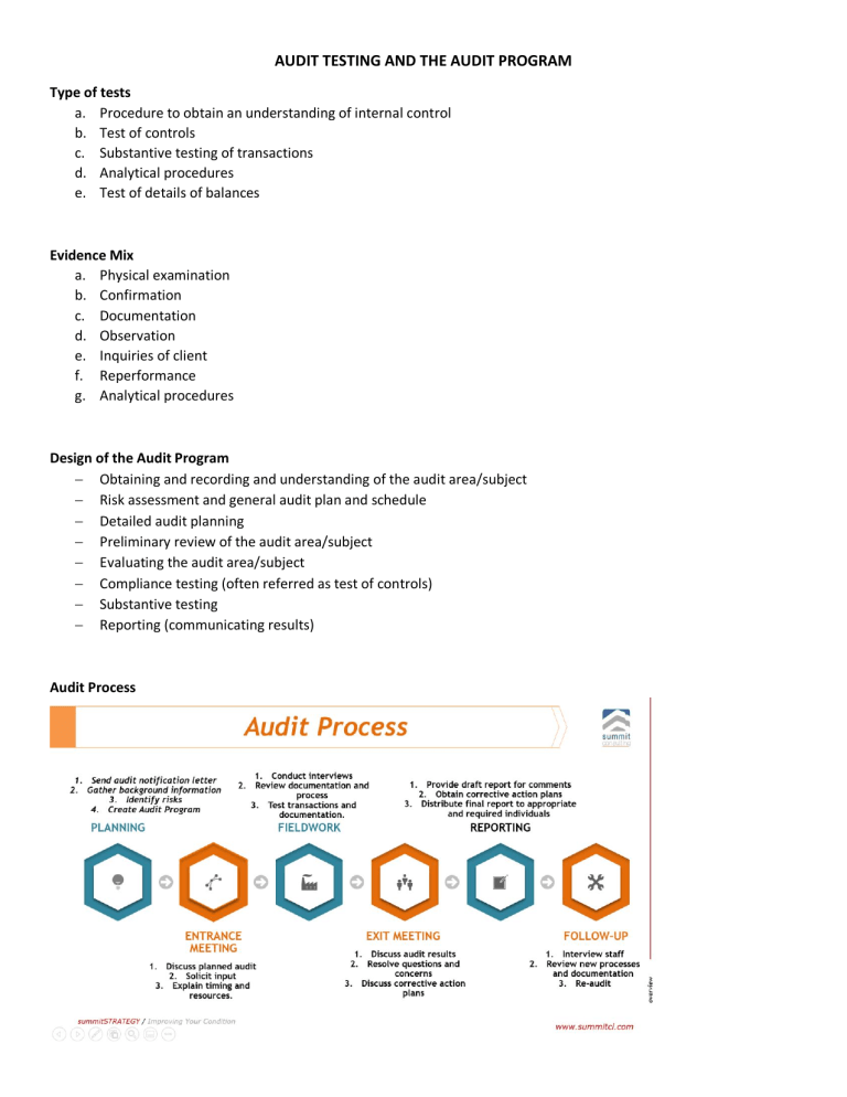 Audit Testing and Program Guide