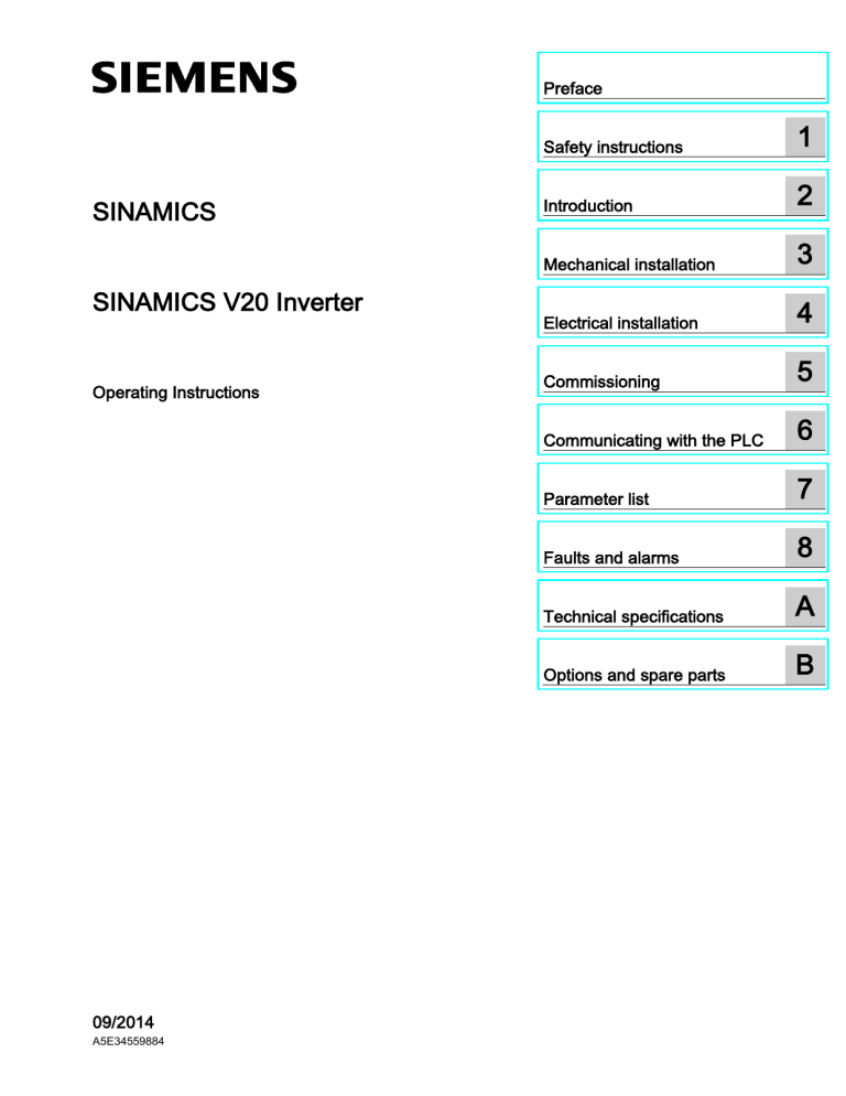 SINAMICS V20 Inverter Operating Instructions