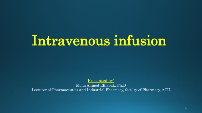 IV Infusion Pharmacokinetics: One-Compartment Model