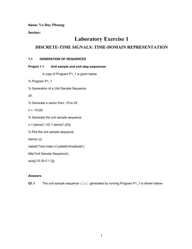 Discrete-Time Signals: Time-Domain Representation