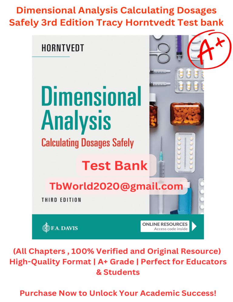 Dimensional Analysis Dosage Calculation Test Bank