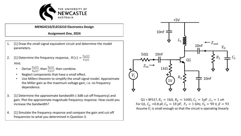 Electronics Design Assignment: Small-Signal Analysis & Simulation