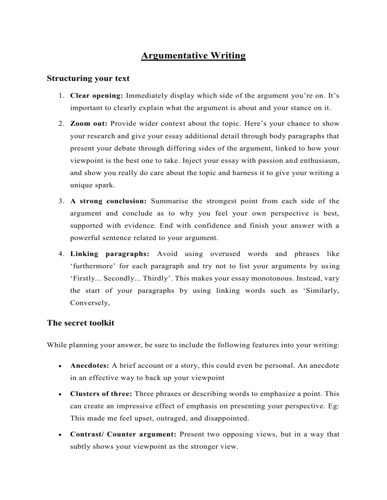 Argumentative Writing Guide: Structure & Techniques