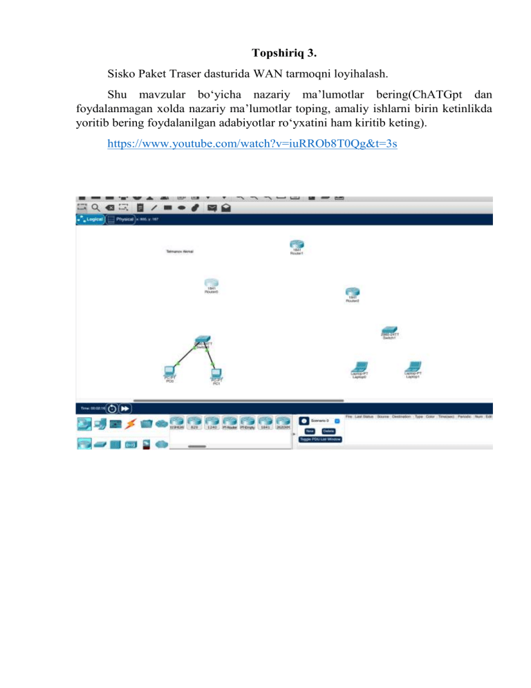 Cisco Packet Tracer WAN Design Assignment