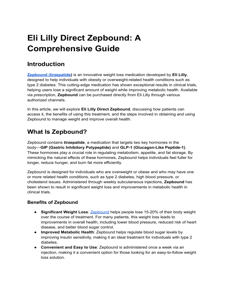 Eli Lilly Zepbound Guide: Weight Loss & Metabolic Health