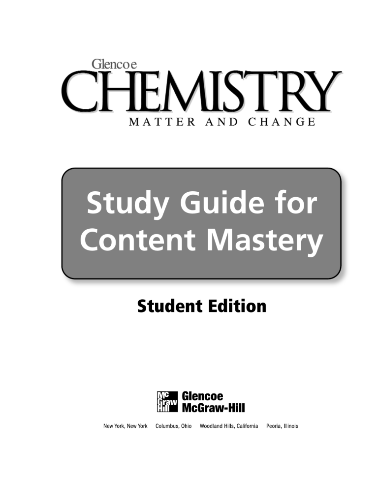 Chemistry Study Guide: Matter and Change - Student Edition