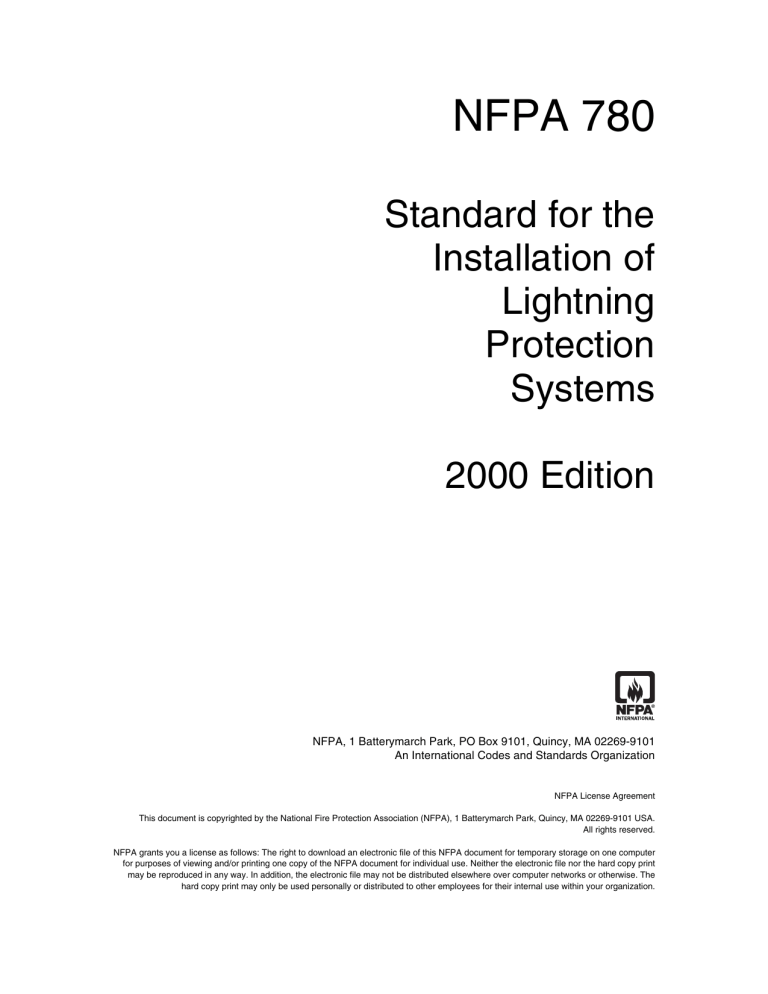 NFPA 780: Lightning Protection Systems Installation Standard