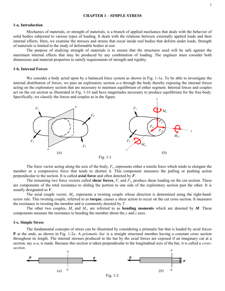 Simple Stress: Mechanics of Materials Textbook Excerpt
