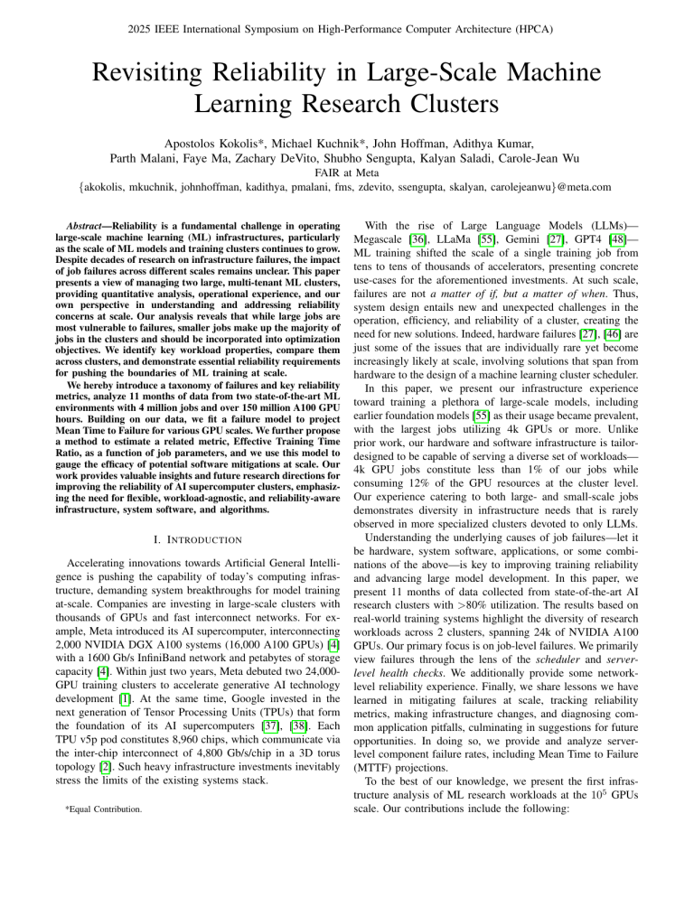 ML Cluster Reliability: A Large-Scale Analysis