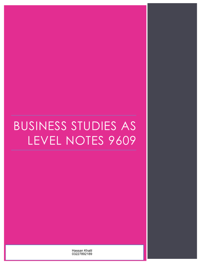 Business Studies AS Level Notes 9609