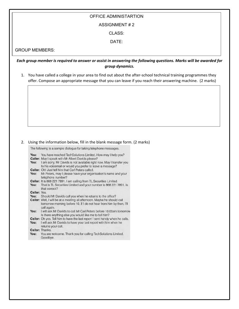 Office Administration Assignment: Communication & Etiquette