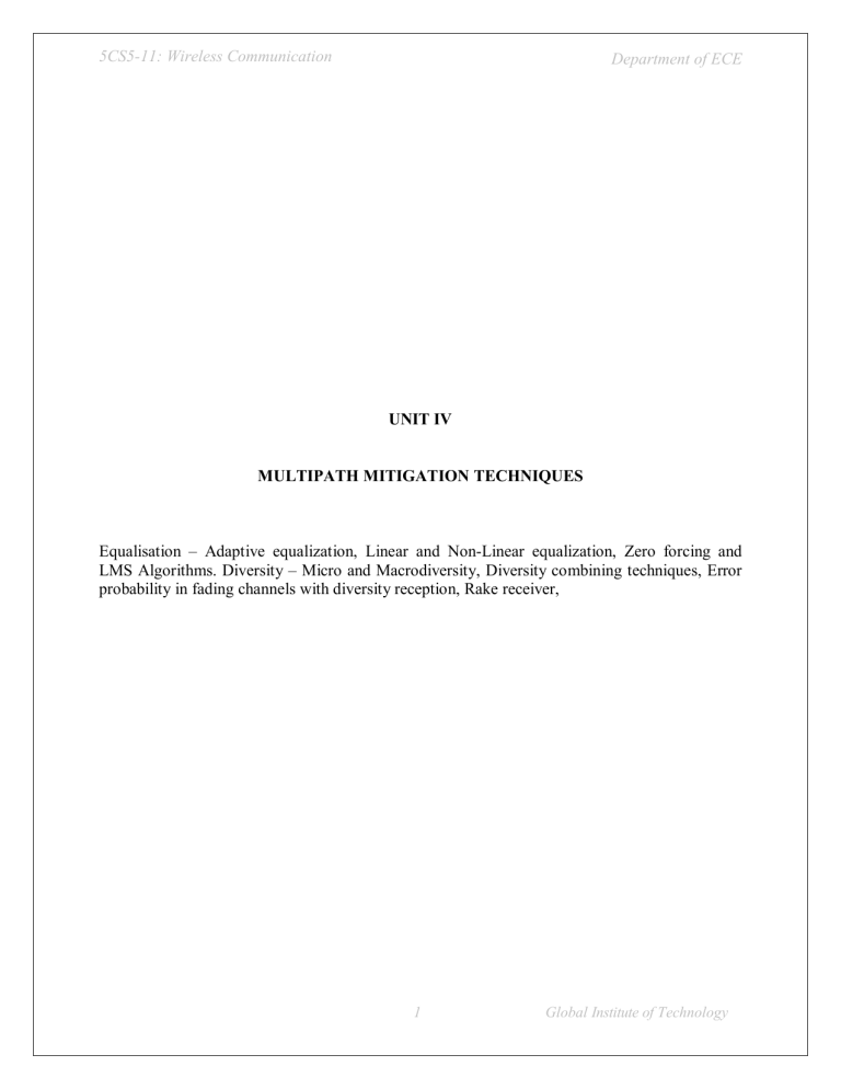 Wireless Communication: Multipath Mitigation Techniques