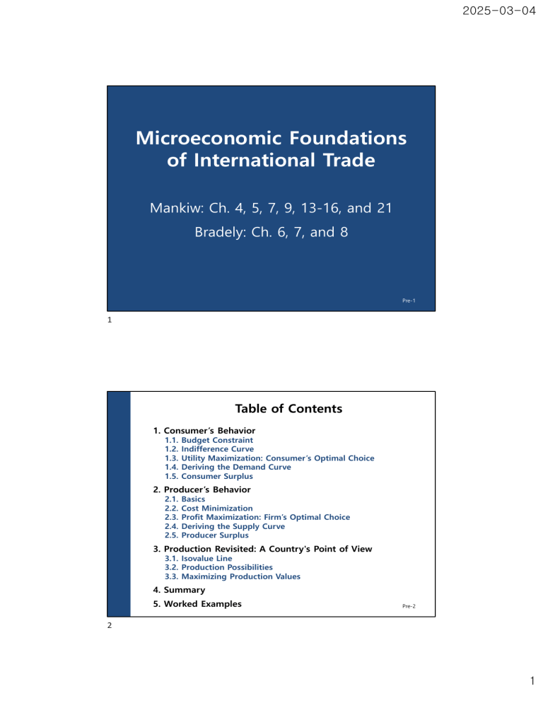 Microeconomic Foundations of International Trade Presentation