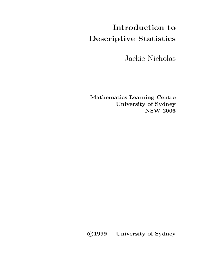 Introduction to Descriptive Statistics: Mean, Median, Mode, Dispersion