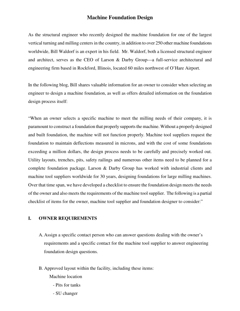 Machine Foundation Design: A Comprehensive Guide