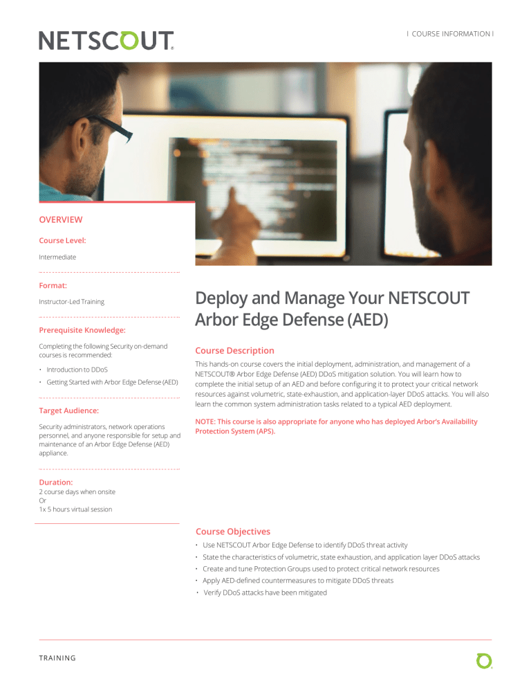 NETSCOUT Arbor Edge Defense (AED) Course Syllabus