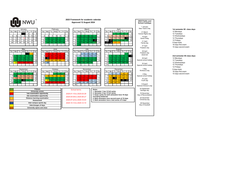 2025 Academic Calendar Framework