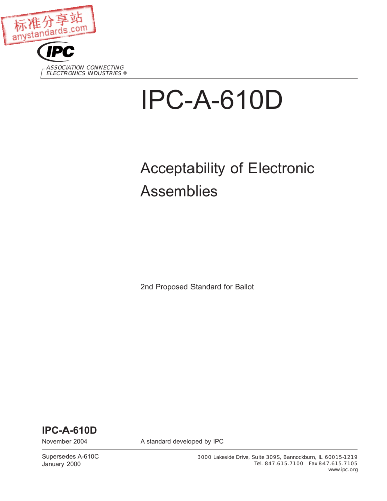 IPC-A-610D: Acceptability of Electronic Assemblies Standard