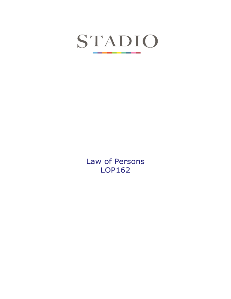 Law of Persons Study Guide - LOP162