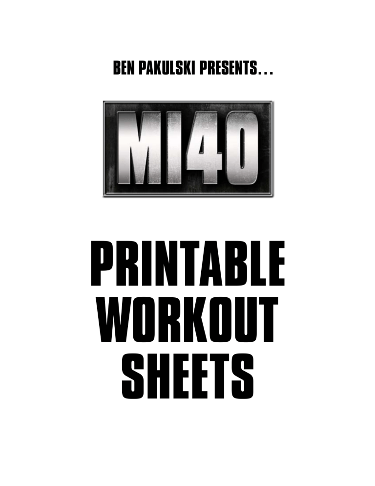 MI40 Mass Prescription Workout Sheets | Ben Pakulski
