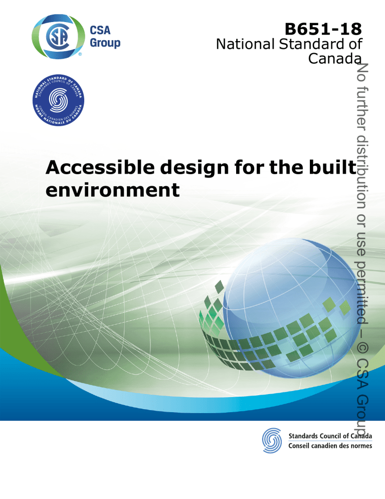 Accessible Design Standard: CSA B651-18 for Built Environment