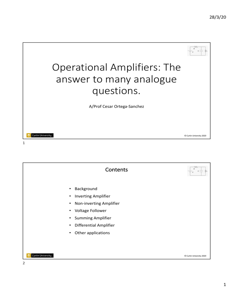 Operational Amplifiers: Analogue Circuit Design