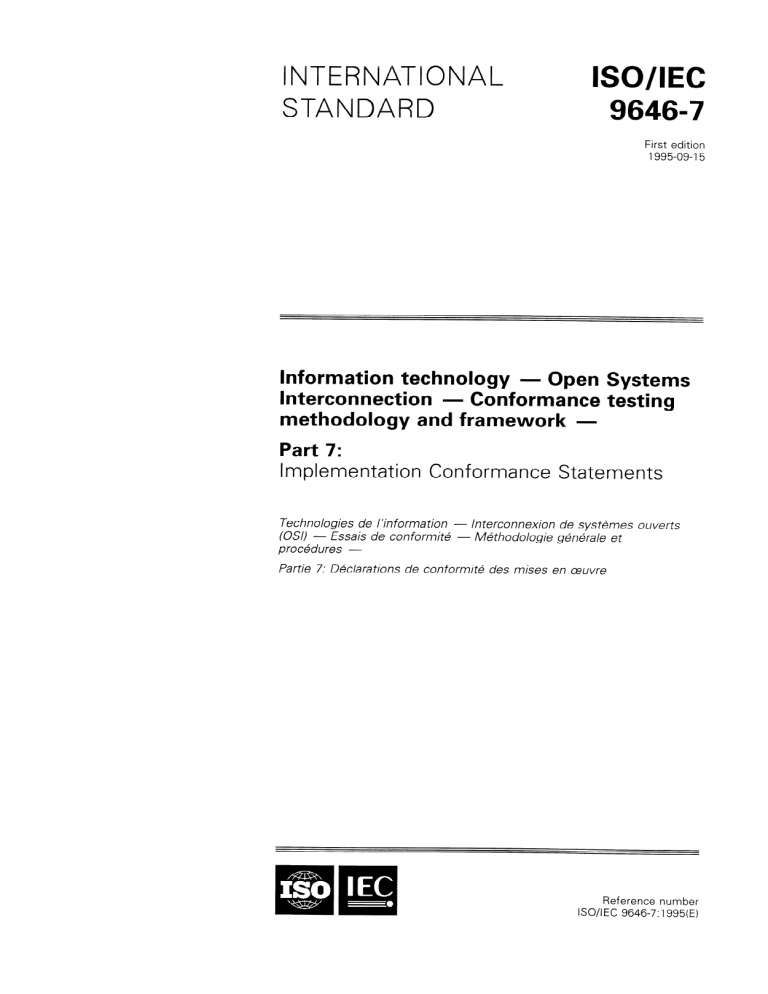 ISO/IEC 9646-7: Implementation Conformance Statements