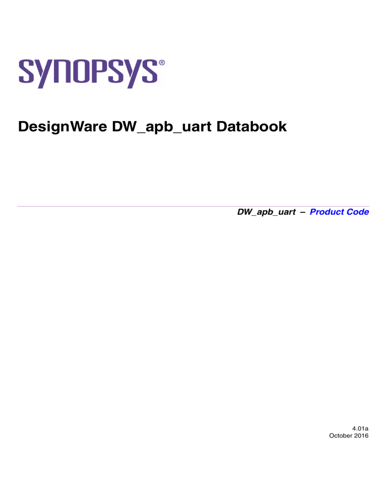 DW_apb_uart Databook: UART IP Core Guide
