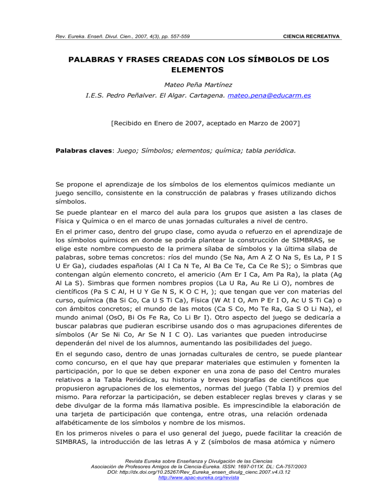 Juego de Símbolos de Elementos Químicos: Un Enfoque Divertido