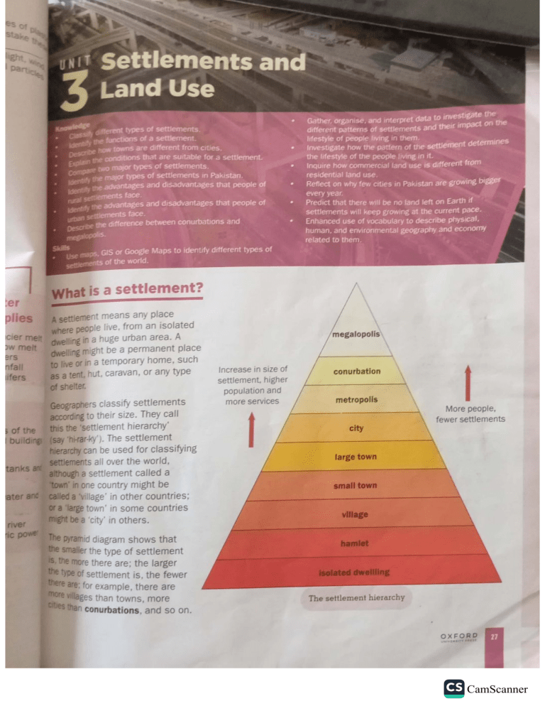 Settlements and Land Use: Geography Textbook Page