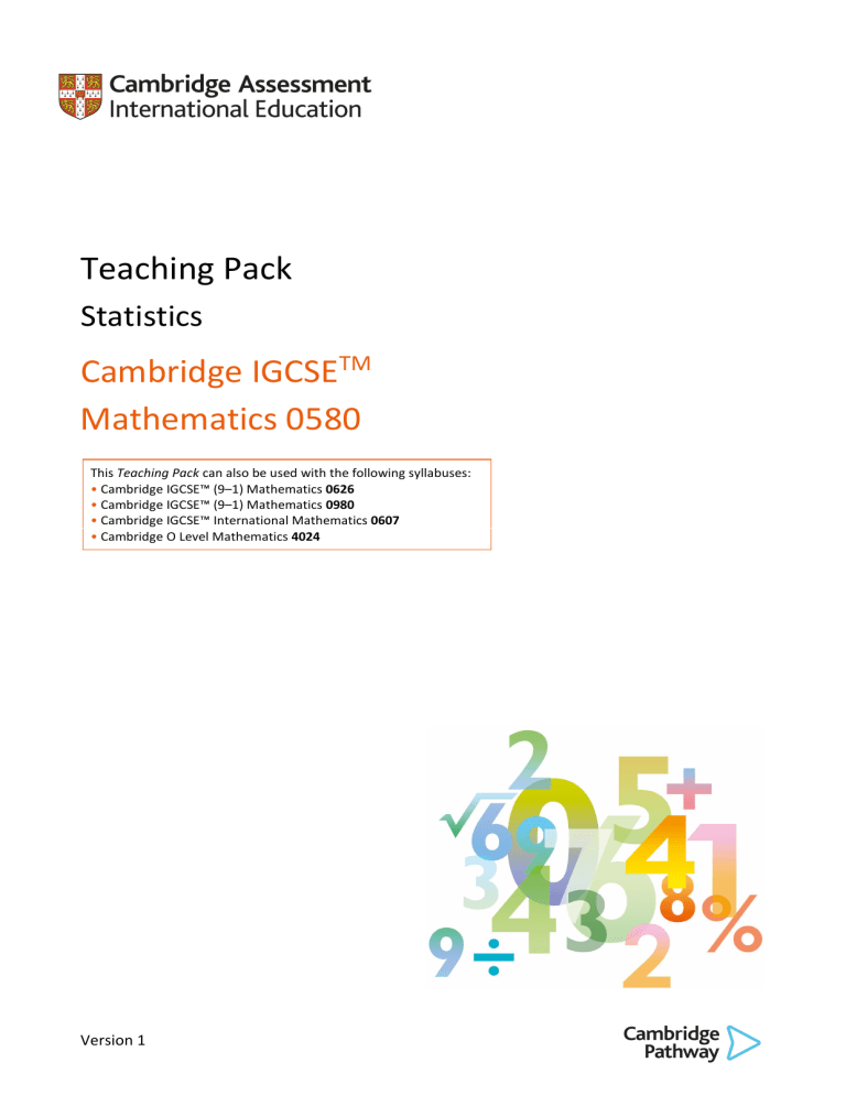 IGCSE Statistics Teaching Pack: Data Analysis & Graphs