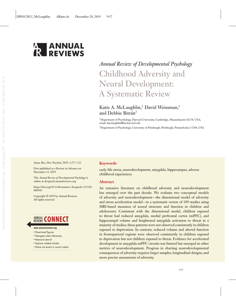 Childhood Adversity & Neural Development: A Review
