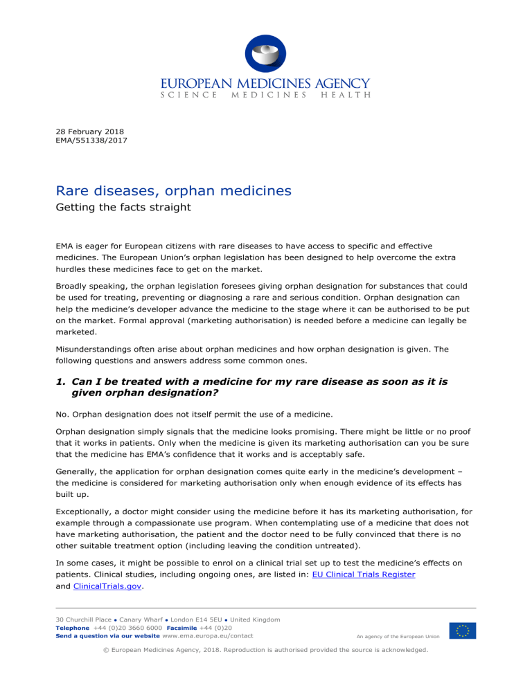 Orphan Medicines: EMA Facts on Rare Disease Treatments