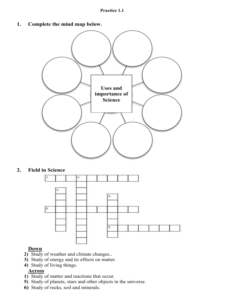 Science Worksheet: Fields, Careers, and Importance