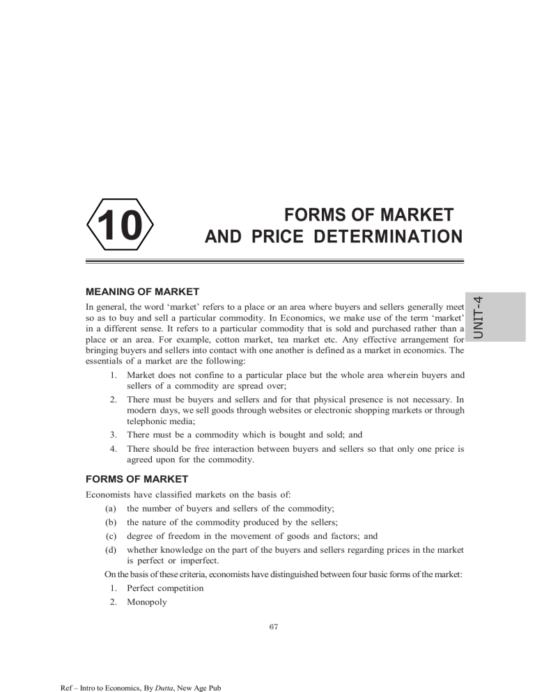 Market Forms & Price Determination: Economics Textbook Excerpt