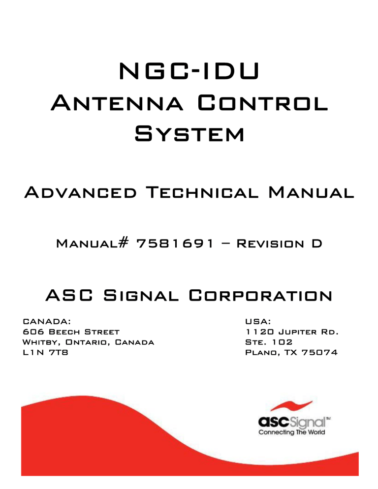 NGC-IDU Antenna Control System Advanced Technical Manual