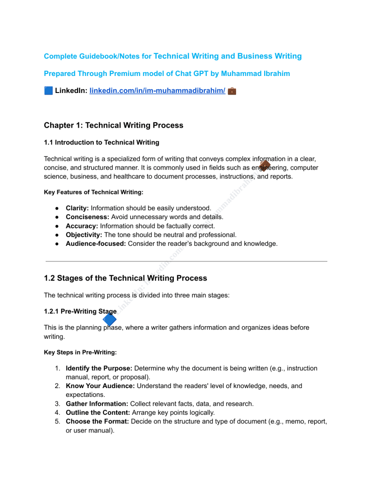 Technical & Business Writing Guide: Process, Letters, Memos