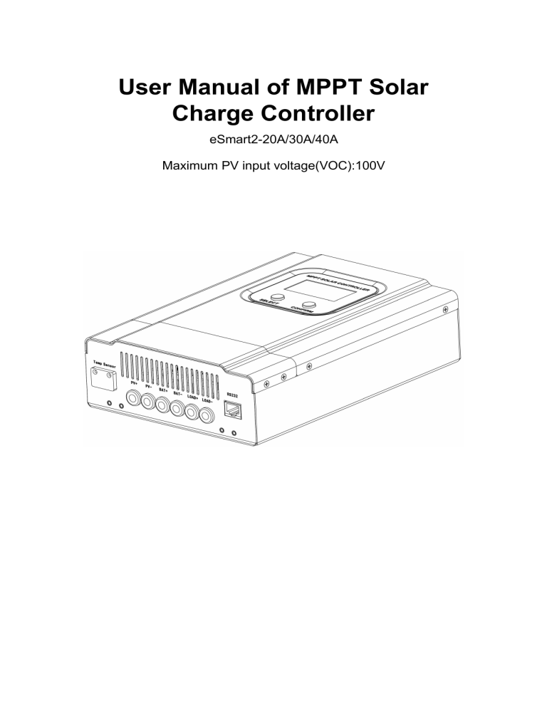 MPPT Solar Charge Controller eSmart2 User Manual