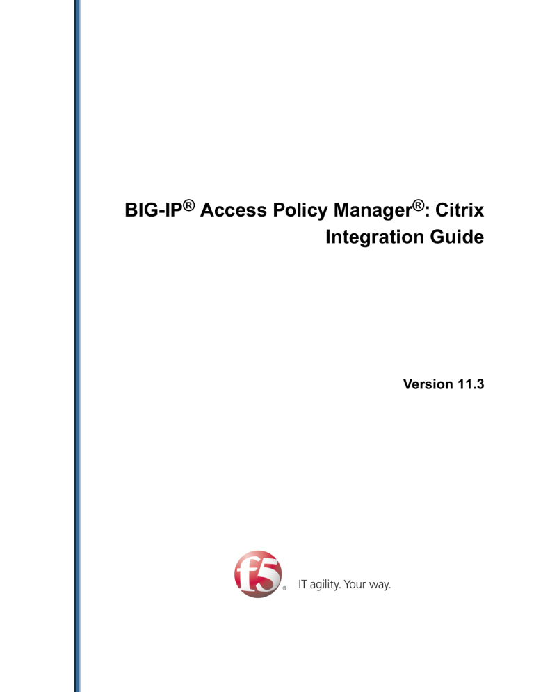BIG-IP APM Citrix Integration Guide v11.3