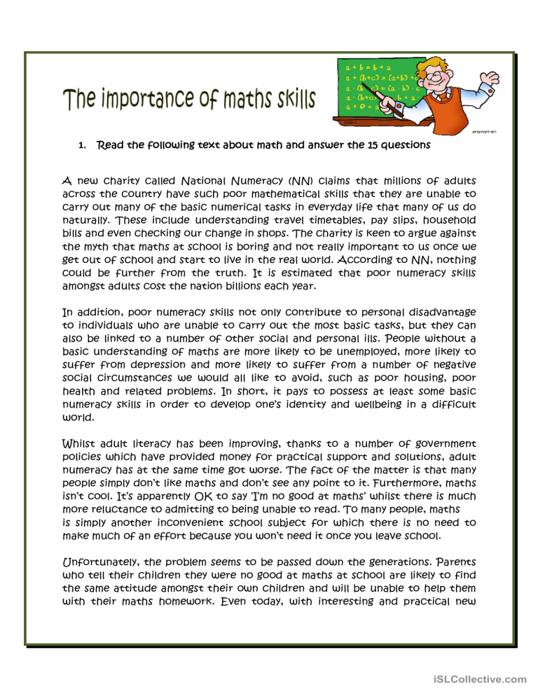 The Importance of Math Skills: Numeracy in Everyday Life