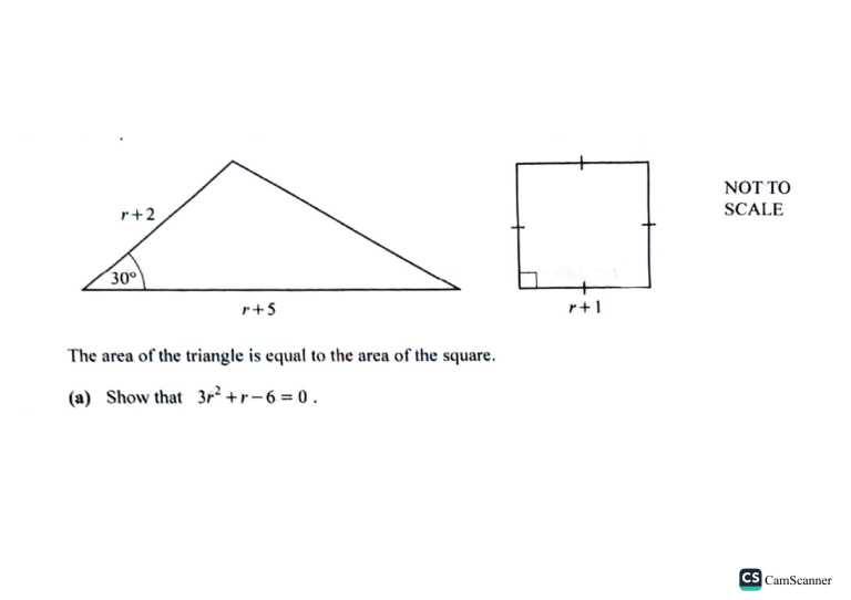 Triangle & Square Area Problem: Solve for r