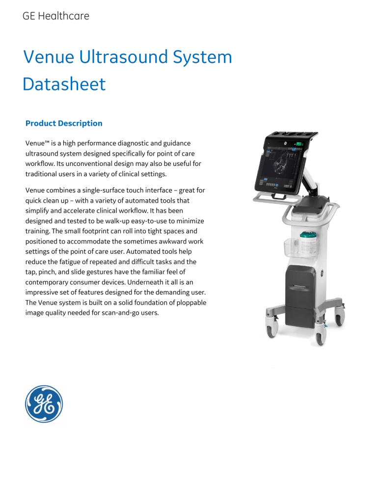 GE Venue Ultrasound System Datasheet