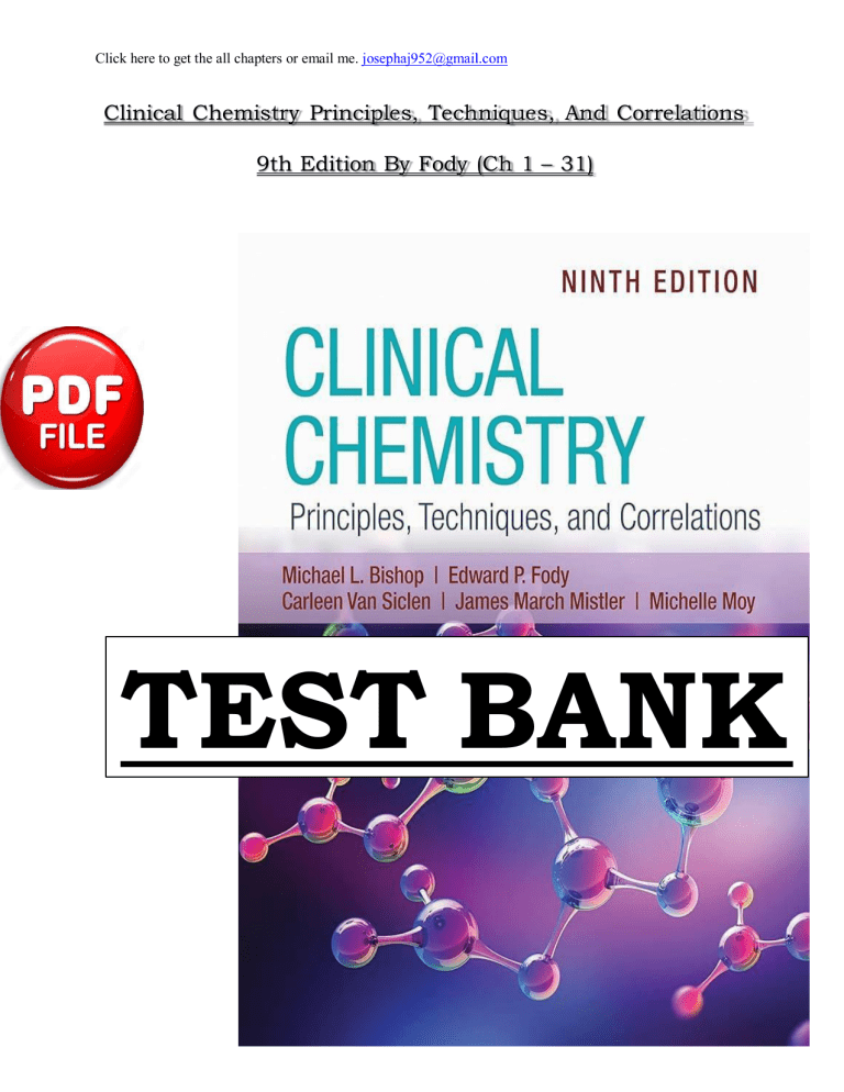 Clinical Chemistry Test Bank, 9th Ed. by Fody