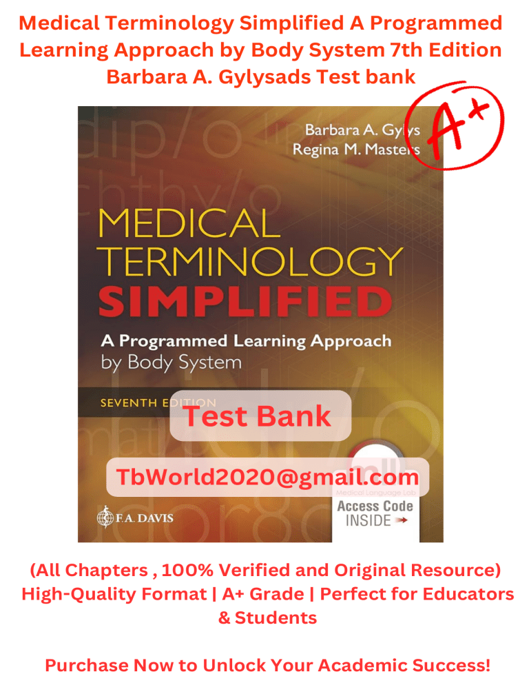 Medical Terminology Test Bank - Chapter 1