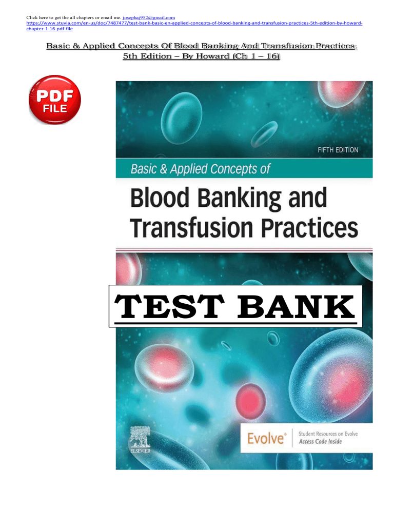 Blood Banking Test Bank: Howard 5th Edition